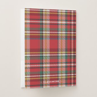 Colorful Plaid Classic Personalized Classwork Pocket Folder | Zazzle