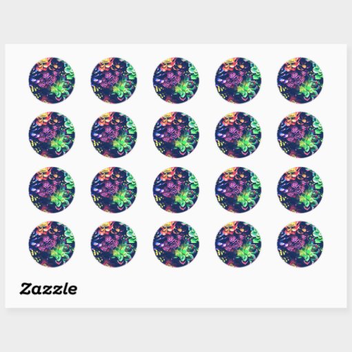 Colorful Plants Classic Round Sticker | Zazzle