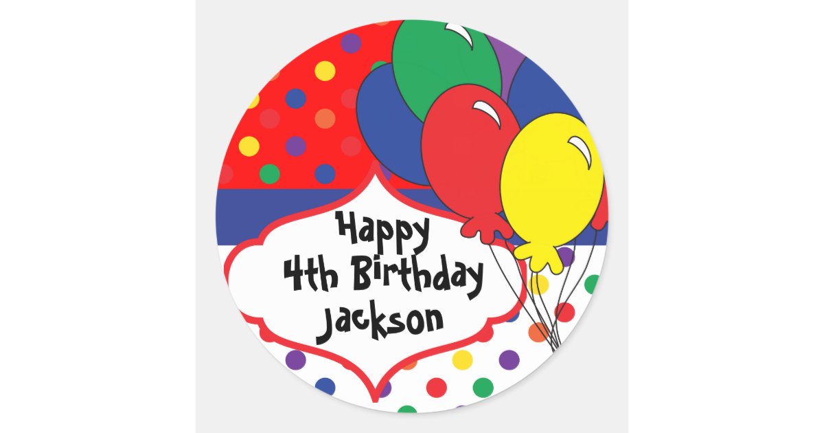Colorful Polka Dot Birthday Party Classic Round Sticker | Zazzle