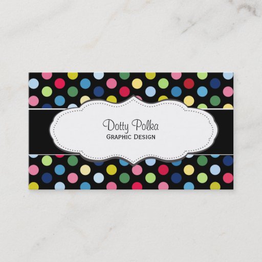 Colorful polka dot business cards