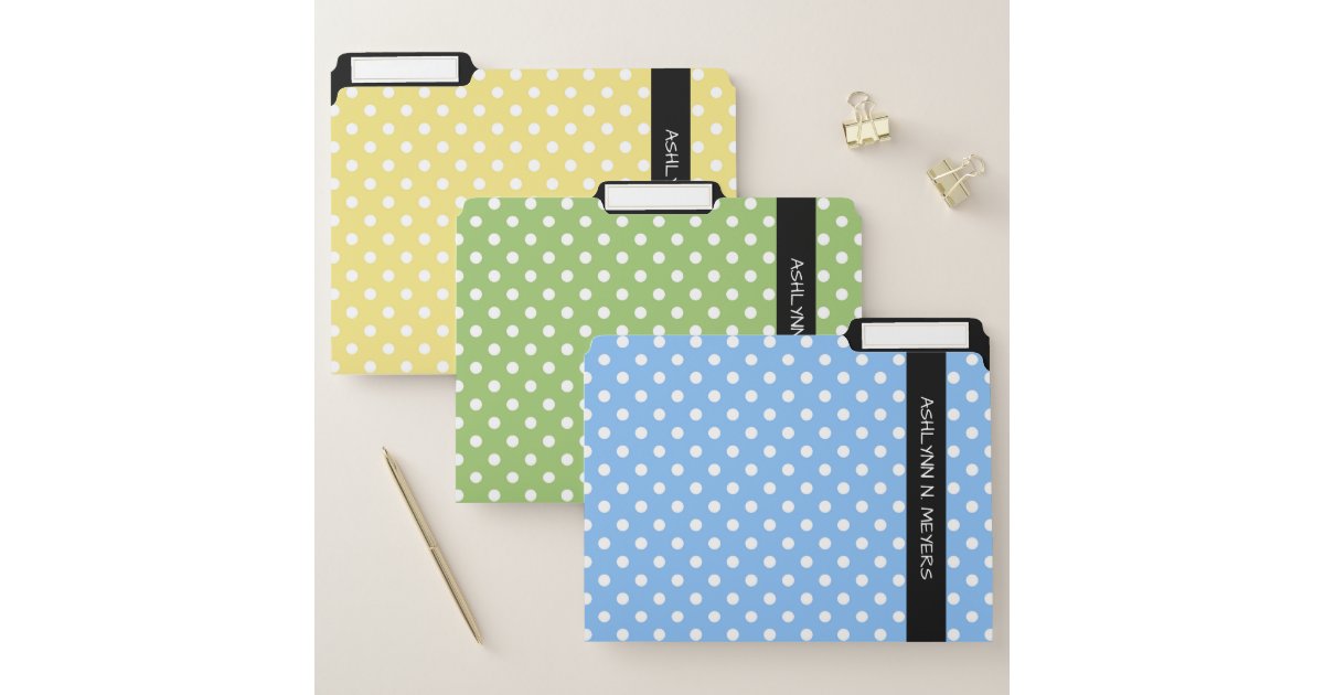 Colorful Polka Dot Custom File Folder | Zazzle