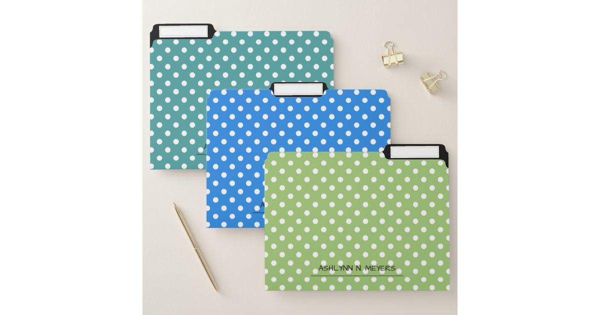 Colorful Polka Dot Custom File Folder | Zazzle