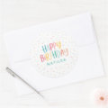 Colorful polka dot happy birthday classic round sticker | Zazzle