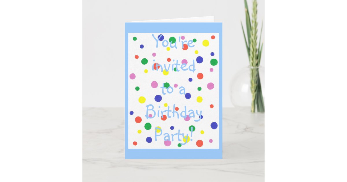 Colorful Polka Dots Birthday Party Invitation Card | Zazzle