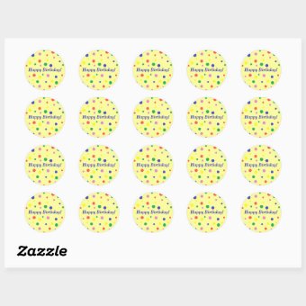 Colorful Polka Dots Happy Birthday Stickers | Zazzle