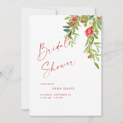 Colorful Pomegranate Tuscan Red Bridal Shower Invitation | Zazzle