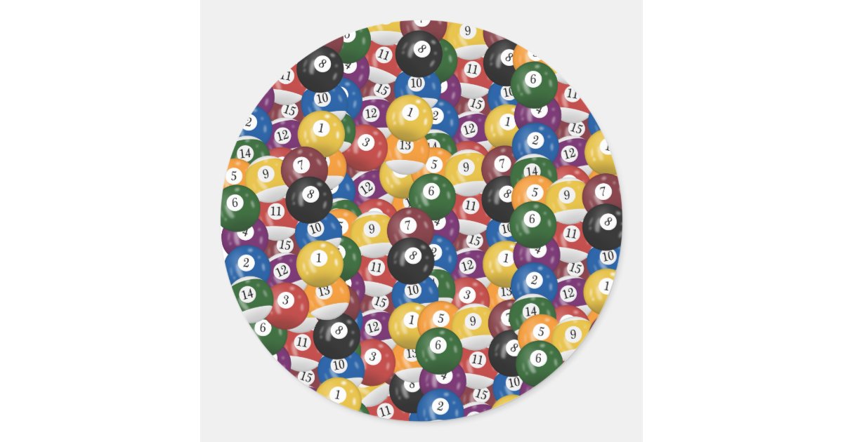 Colorful Pool Balls Classic Round Sticker | Zazzle