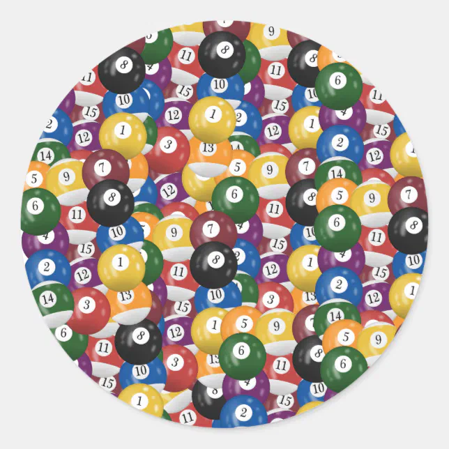 Colorful Pool Balls Classic Round Sticker | Zazzle
