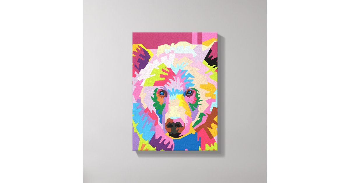 Colorful Pop Art Bear Portrait Canvas Print | Zazzle