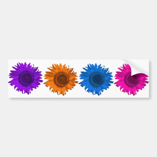 Colorful Pop Art Flowers Bumper Sticker | Zazzle.com