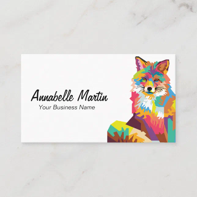 Colorful Pop Art Fox Business Card | Zazzle