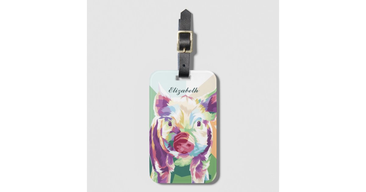 Colorful Pop Art Pig Personalized Luggage Tag | Zazzle