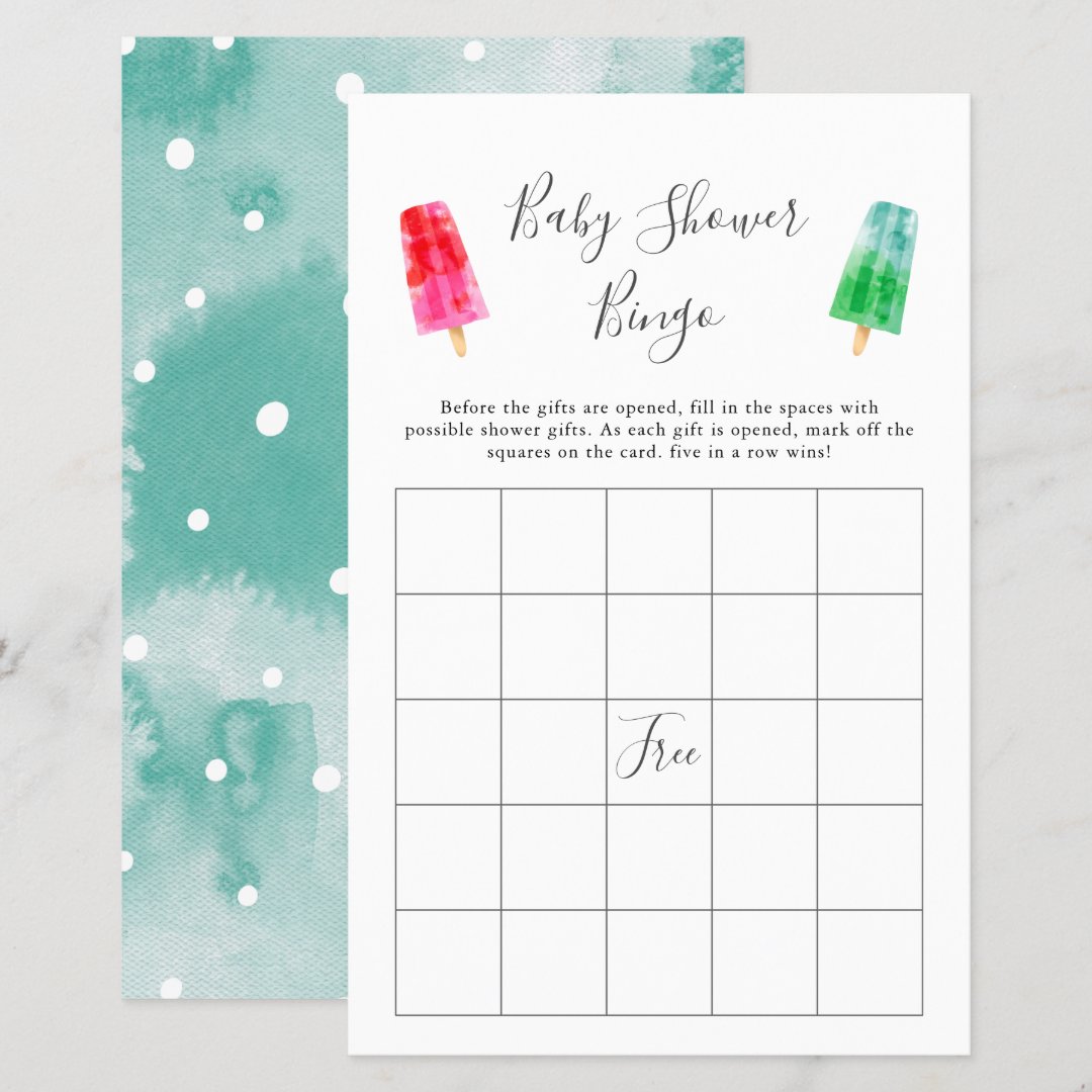 Colorful Popsicle Baby Shower Bingo Game | Zazzle