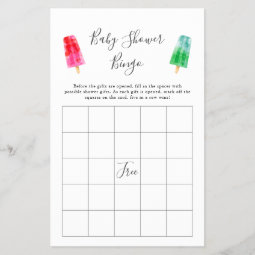 Colorful Popsicle Baby Shower Bingo Game | Zazzle