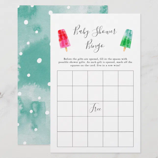 Colorful Popsicle Baby Shower Bingo Game | Zazzle