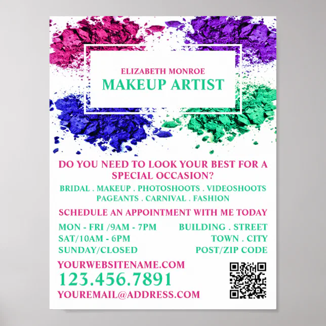 Colorful Powder, Makeup Artist Advertising Poster | Zazzle