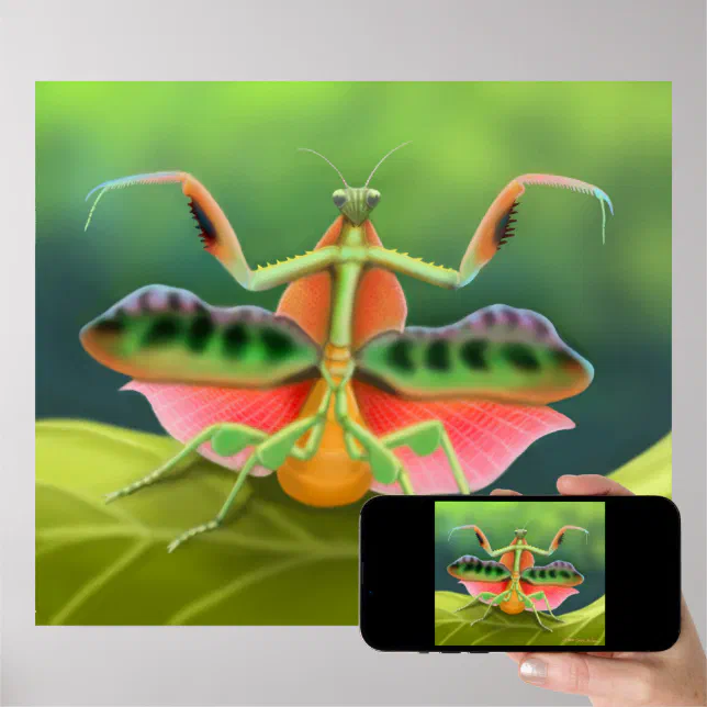 Colorful Praying Mantis Bug Poster | Zazzle