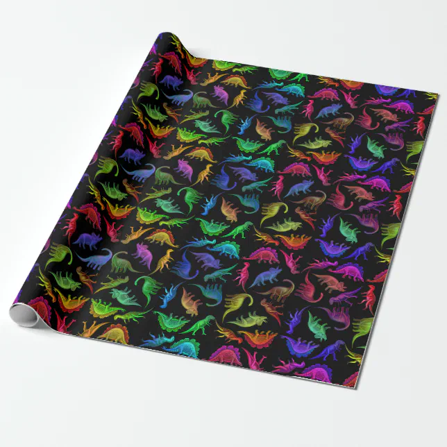 Colorful Prehistoric Dinosaurs Wrapping Paper | Zazzle