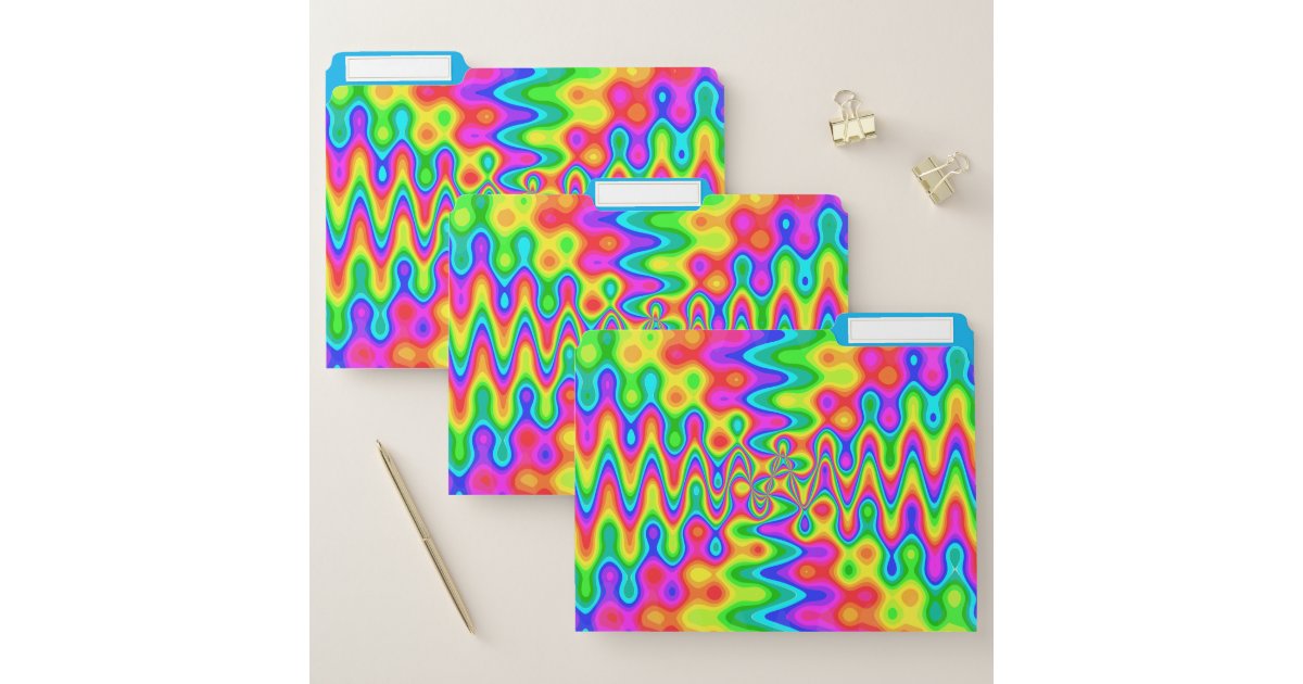 Colorful Psychedelic File Folders Set | Zazzle