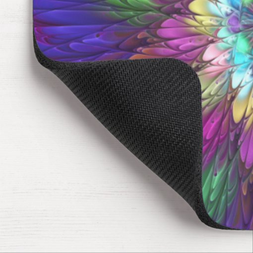 Colorful Psychedelic Flower Abstract Fractal Art Mouse Pad | Zazzle