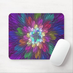 Colorful Psychedelic Flower Abstract Fractal Art Mouse Pad | Zazzle