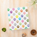 Colorful puppy paw prints binder | Zazzle