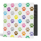 Colorful puppy paw prints binder | Zazzle