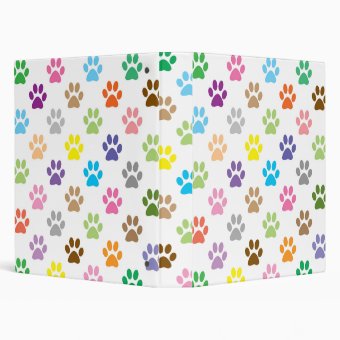 Colorful puppy paw prints binder | Zazzle