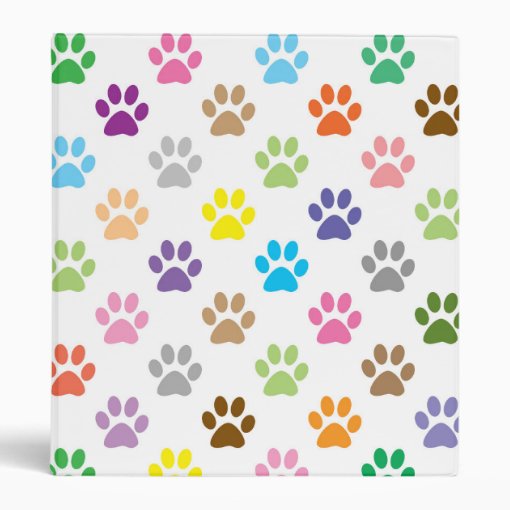 Colorful puppy paw prints binder | Zazzle