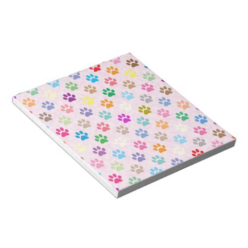 Colorful puppy paw prints pattern notepad | Zazzle