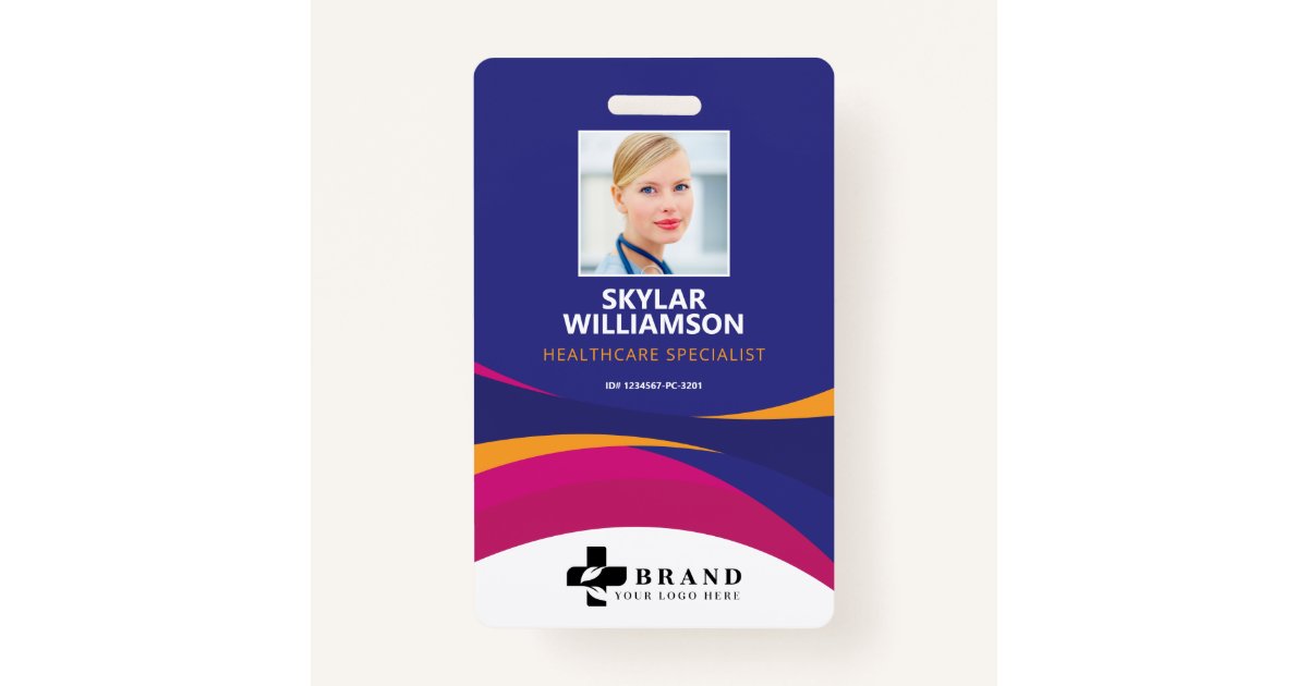 Colorful Purple Flowing Design Medical ID & Logo Badge | Zazzle