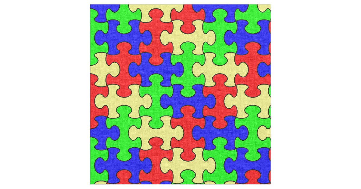 Colorful Puzzle Fabric | Zazzle