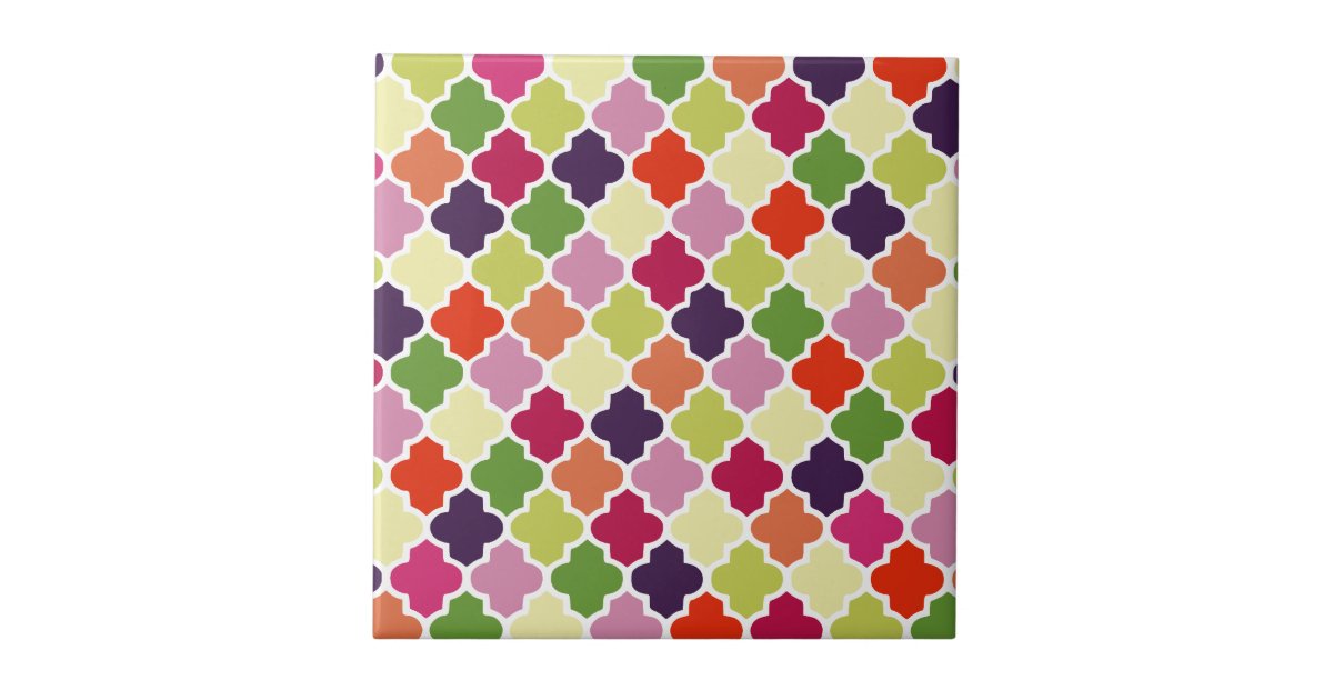 Colorful Quatrefoil Pattern Ceramic Tile Zazzle