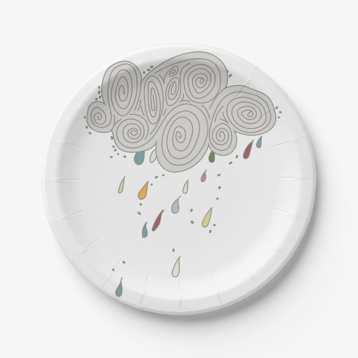 Colorful Rain Cloud Paper Plates | Zazzle