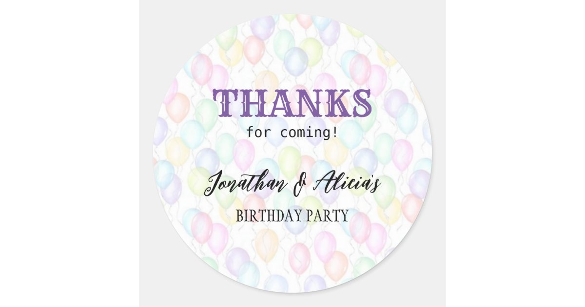 Colorful Rainbow Balloon Joint Birthday Party Classic Round Sticker ...