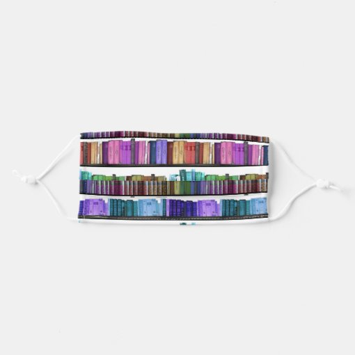 Colorful Rainbow Book shelf pattern Reading Lovers Adult Cloth Face ...