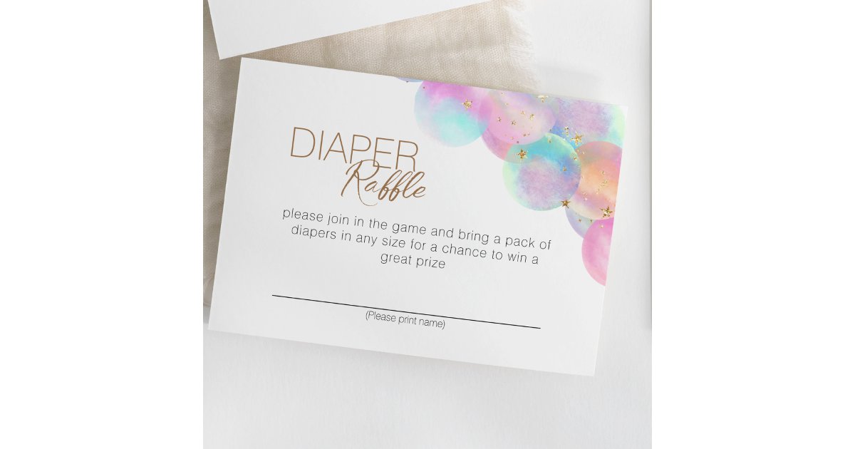 Colorful Rainbow Bubbles Baby Shower Diaper Raffle Enclosure Card | Zazzle