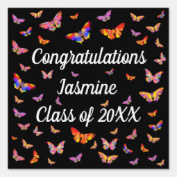 Colorful Rainbow Butterfly School Graduation Sign | Zazzle