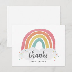 Colorful Rainbow Calligraphy Kids Birthday Thank You Card | Zazzle
