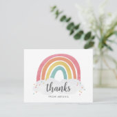 Colorful Rainbow Calligraphy Kids Birthday Thank You Card | Zazzle