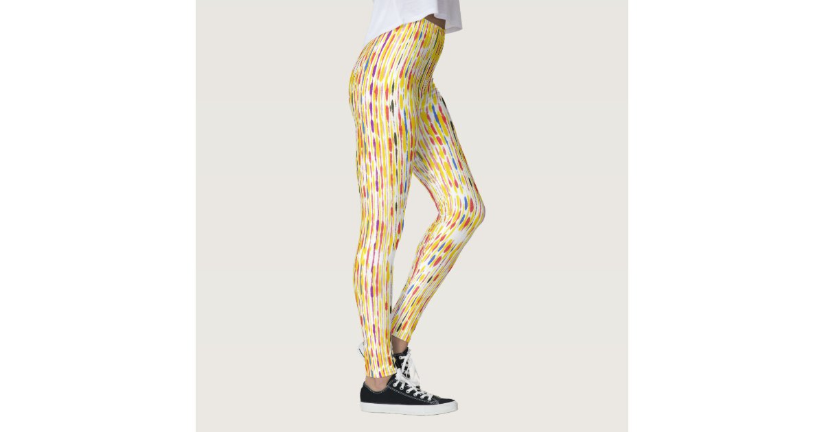 Colorful Rainbow Colored Raindrop Pattern Leggings | Zazzle