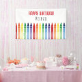 Colorful Rainbow Crayons Birthday Party Banner | Zazzle