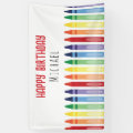 Colorful Rainbow Crayons Birthday Party Banner | Zazzle