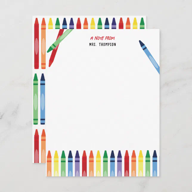 Colorful Rainbow Crayons Cute Teacher Appreciation Note Card | Zazzle