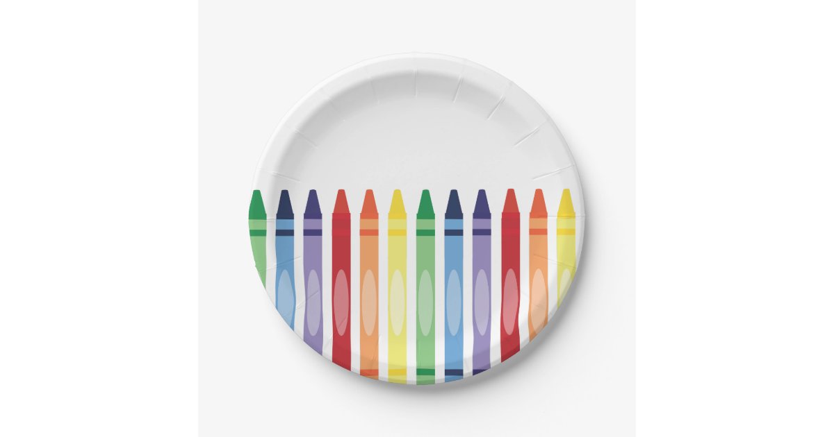 Colorful Rainbow Crayons Paper Plates | Zazzle