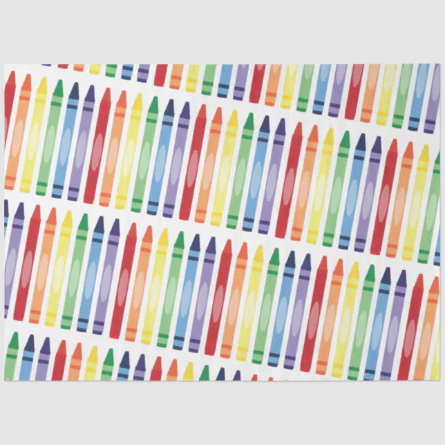 Colorful Rainbow Crayons Pattern Tissue Paper | Zazzle