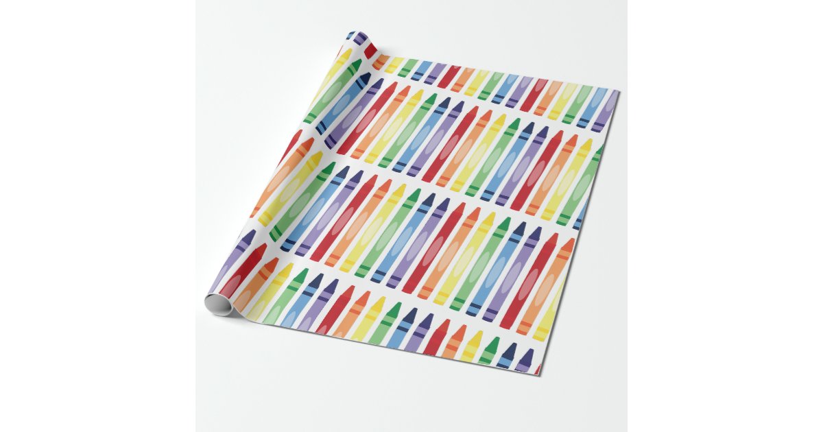Colorful Rainbow Crayons Pattern Wrapping Paper | Zazzle