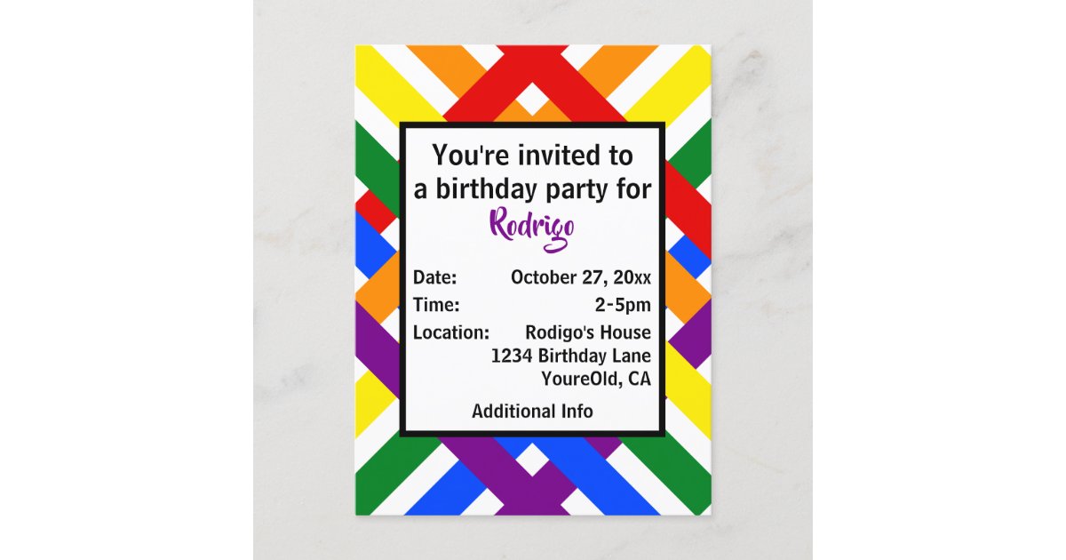 Colorful Rainbow Criss-Cross Stripes Birthday Postcard | Zazzle