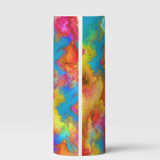 colorful rainbow design pillar candle | Zazzle