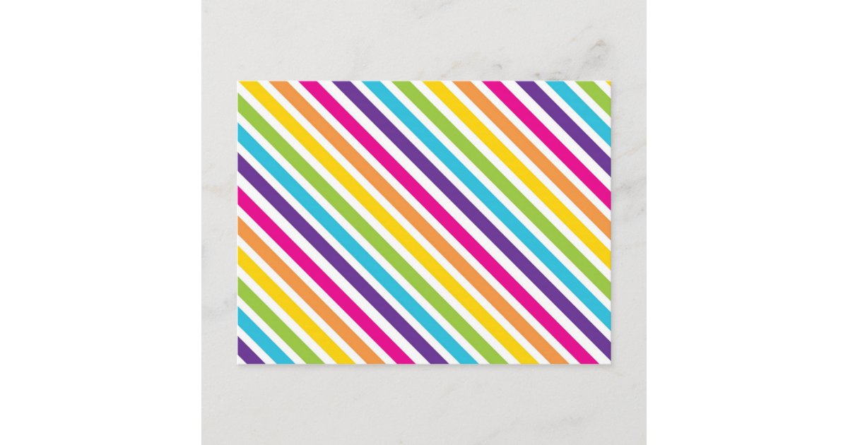 Colorful Rainbow Diagonal Stripes Gifts for Teens Postcard | Zazzle
